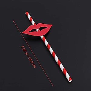 INOOMP 40 PCS Red Lips and Paper Straws Party Drinking Straws Decorative Cocktail for Graduation Party Decoration Supplies