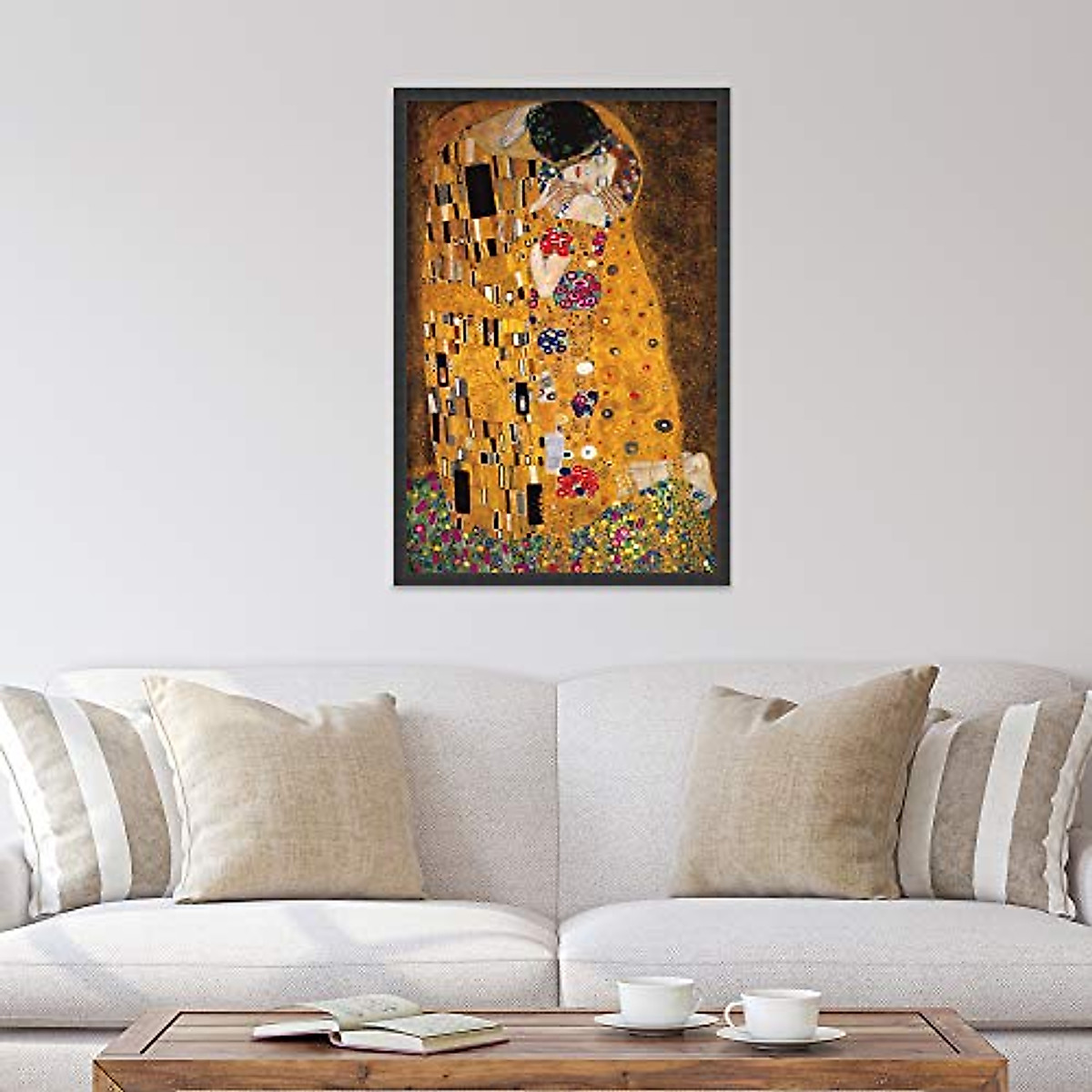 Framed Art Print, 'The Kiss (Le Baiser / Il Baccio), 1907' by Gustav Klimt: Outer Size 25 x 37"