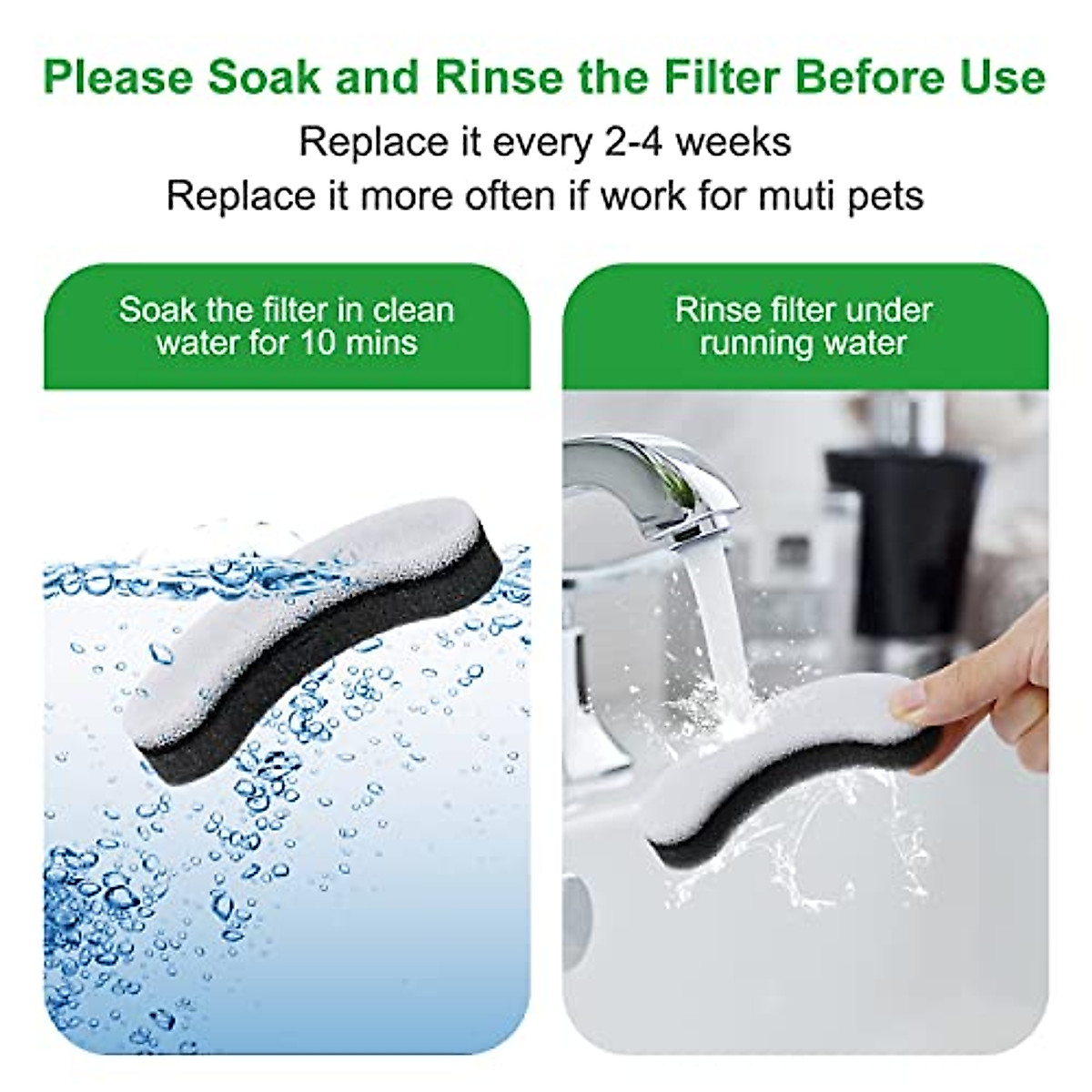 4 Pcs Pet Water Fountain Filters for WF050 & WF100 Cat Fountain, BFLICROY Cat Fountain Filter Replacement, Triple Filtration Cat Water Filter, Cat Filters for Water Fountain