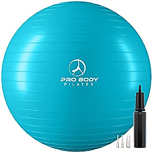 ProBody Pilates Ball Yoga Ball Exercise Ball, Fresh Colors Balance Ball or Pregnancy Ball for Stability, as a Yoga Ball Chair, Therapy Ball Workout Ball or Birthing Ball for Pregnancy (Sky, 65 cm)