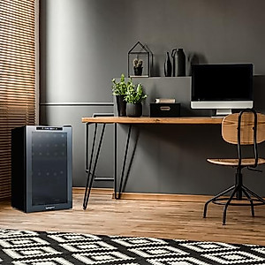 Luma Comfort Shadow Series Wine Cooler Refrigerator 33 Bottle Dual Temperature Zones, Freestanding Mirrored Wine Fridge with Double-Layer Tempered Glass Door & Compressor Cooling,Black