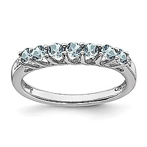 IceCarats 925 Sterling Silver Blue Aquamarine Diamond Ring Gemstone Band March Birthstone Jewelry Size 7.00