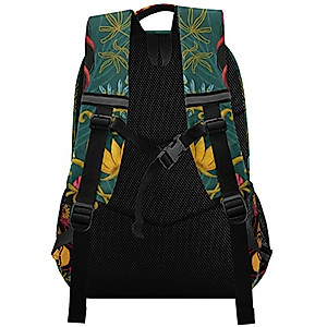 IOLPOM School Backpack for Women Girls, Mexican Art 15-inch Laptop Schoolbag for for College Travel Work with Reflective Strips