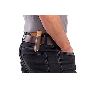 oopsmark Leather Belt Sheath and Case for Knives Designed in Opinel France - Pocket Knife Holder for Camping, Hunting, Fishing, and Picnics (#8 - Black)