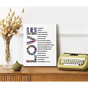 Canvas Wall Art Love is Patient Love is Kind 1 Corinthians 13:4-8, Inspirational Canvas Prints Poster Living Room Bedroom Home Wall Art Decor, Hanging Wall Decor, Gift for Christian 12x15