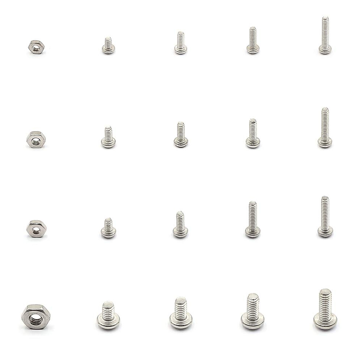 ZERO HOME 320pcs #2-56#4-40#6-32#8-32 UNC Stainless Steel Phillips Pan Head Machine Screws Nuts Assortment Kit