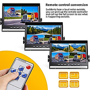 Xroose 10”HD 1080P Wired Backup Camera Kit, Full/Split Screen Monitor with Loop Recording&Parking Lines, IP69 Waterproof Rear/Side Cameras Auto IR Lights Night Vision, for Truck RV Trailer (C104)