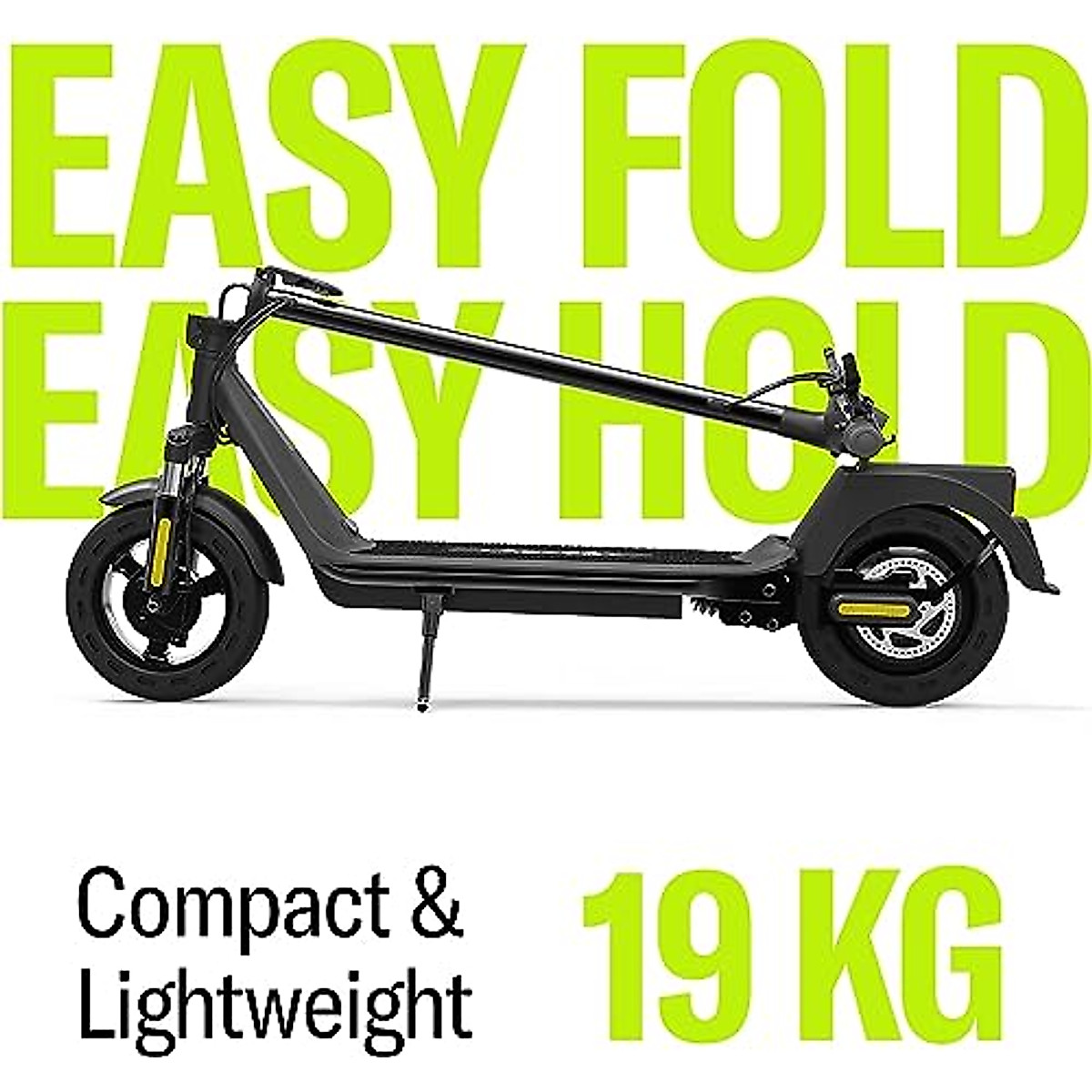 Lazy BOT X Electric Scooter 350W (500W Max) Motor, Best Battery up to 28 Mile Range, 18 MPH, Triple Pro-Disc Brakes, 10" Tires, Headlight, Front + Rear Suspension