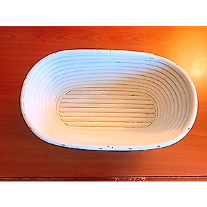 Set of 2 Oval (9.8 x 6 x 3.5 inch) Banneton Proofing Basket & Liner SUGUS HOUSE Brotform Dough Rising Rattan Handmade rattan bowl-Perfect For Artisan