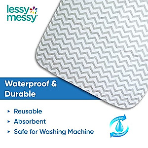 Lessy Messy Diaper Changing Mat - Travel Changing Pad-The Only Baby Changing Mat That is Washer Dryer Safe Portable Changing pad for Baby Extra Large Wipeable Changing pad (Grey)