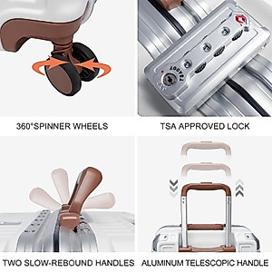 CLUCI Carry On Luggage 100% PC No Zipper Suitcase Aluminum Frame Hard Case Suitcase Luggage With TSA Lock,20" Carry-On