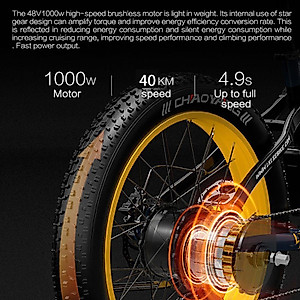 Lanshanchu RV700 Electric Bike,1000W Adult Electric Bike 26 Inch Wide Wheel Electric Bike 48V 16Ah Removable Lithium Battery 7S Electric Mountain Bike