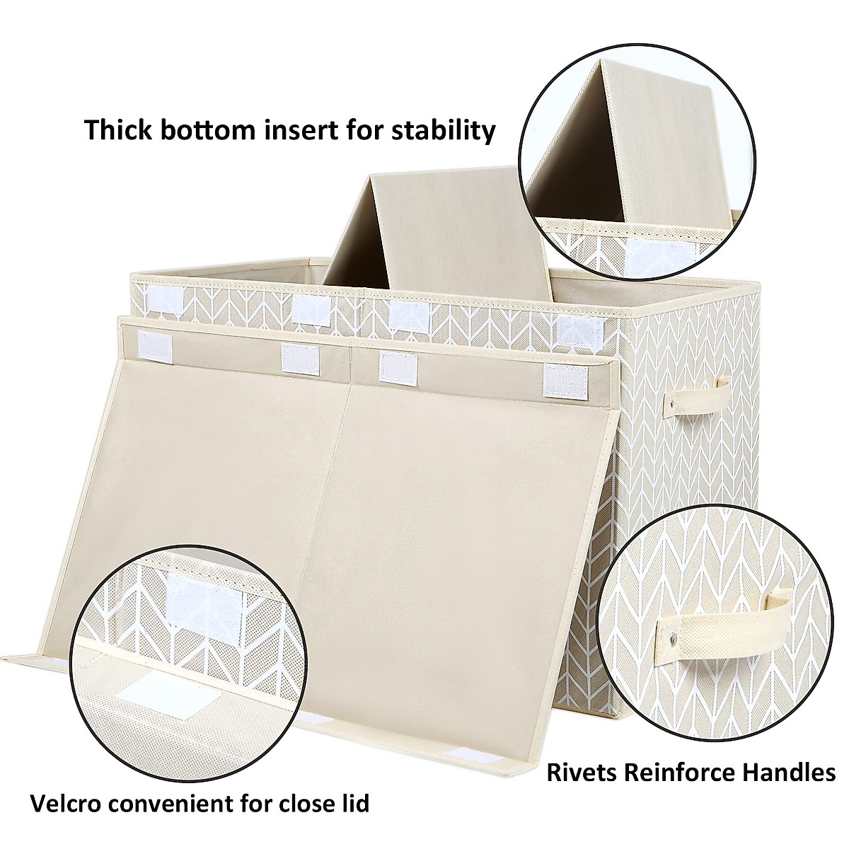 Mayniu Large Toy Storage Box Chest with Lid, Sturdy Toys Boxes Bin Organizer Baskets for Nursery, Closet, Bedroom, Playroom 25"x13" x16" (Beige)