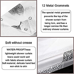 CELBERENA Shower Curtain Liner 72x80 Inchs, PEVA Bathroom Plastic Shower Curtains Waterproof Decor Farmhouse Shower Curtain Set with 12 Pack Plastic Hooks