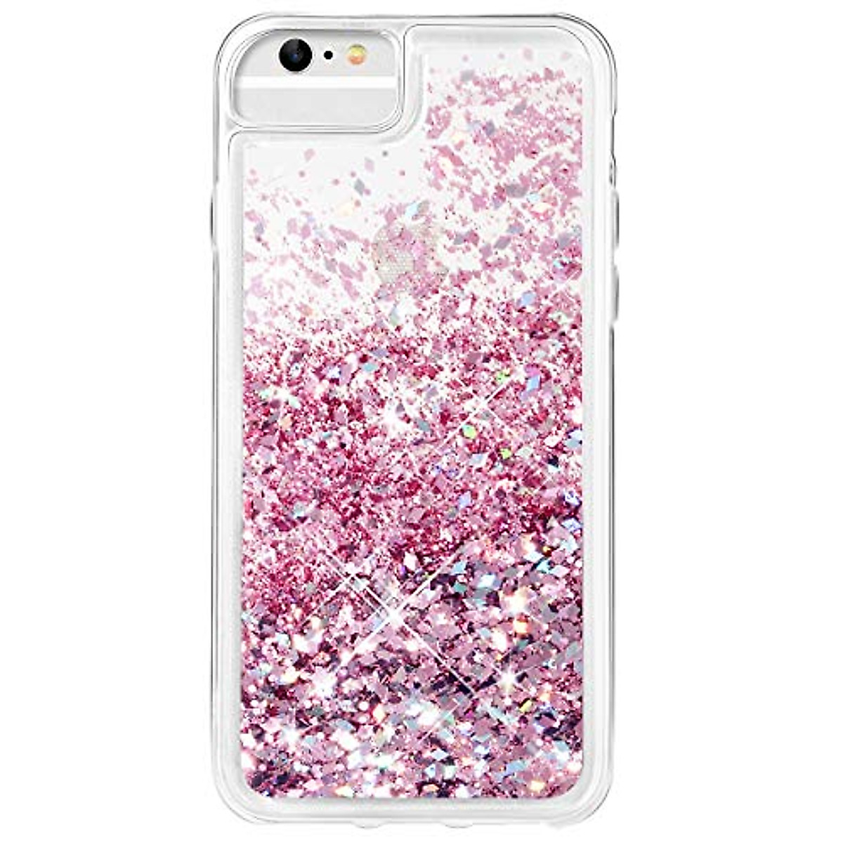 Caka Glitter Case for iPhone 6/6S/7/8 (4.7") with Tempered Glass Screen Protector - Floating Sparkle Liquid TPU - Rose Gold