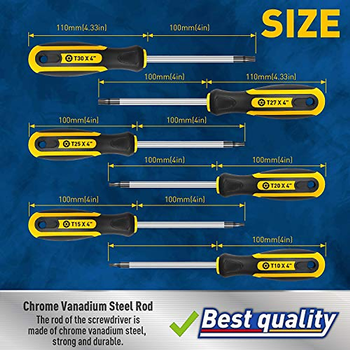 Amartisan 6-Piece Magnetic Torx Screwdrivers Set, Security Tamper Proof, Magnetic Torx Driver Star Screwdrivers Set T10 - T30 Best Choice (Torx Screwdrivers)