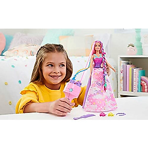 Barbie Dreamtopia Doll, Twist 'n Style Pink Hair with Rainbow Extensions, Twisting Tool and Styling Accessories