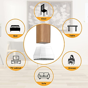 Square Chair Leg Protectors for Hardwood Floors,16 Pcs Silicone Felt Furniture Legs Caps to Prevent Floor from Scratches and Reduce Noise, Easy to Move,1.26-1.57",Clear.
