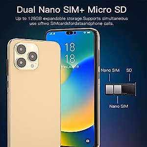 Zopsc Unlocked Smartphone, 6.1in HD Screen Unlocked Cell Phone for Android 6, 1GB RAM 8GB ROM 3G Smartphone, 4000mAh Large Battery, Front 5MP Rear 8MP (US Plug)