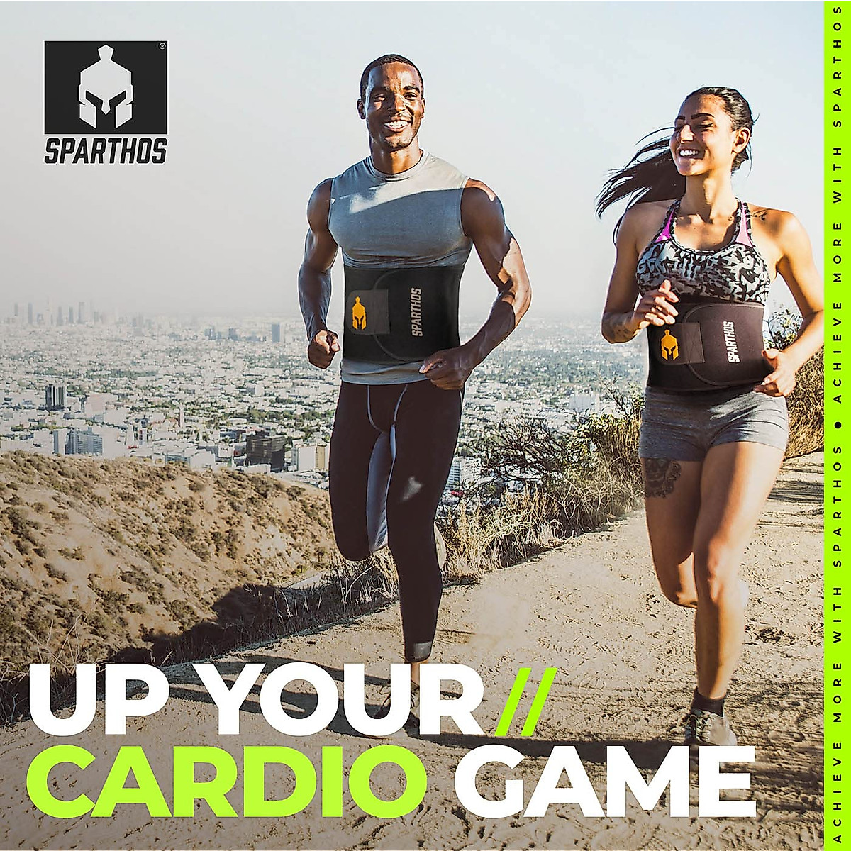 Sparthos Waist Trimmer Belt - Neoprene Waste Trainer Trainers Band for Workout, Sweat Stomach Fat - Sweet Burning Sauna Slimming Ab Shaper Belt - Lose Belly Tummy Corset - for Men and Women (XL)