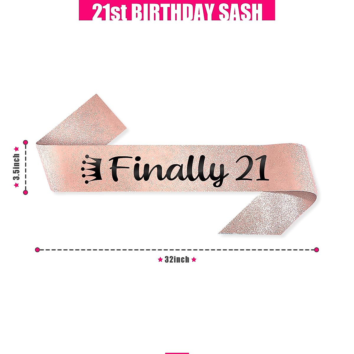 21st Birthday Party Decorations for Her Rose Gold Supplies Big Set with Birthday Banner and 21 BDay Digit Balloons for Women Including Latex and Confetti Balloons