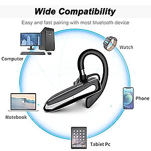 EUQQ Bluetooth Wireless Earpiece for Cellphone, Bluetooth 5.1 Headset Wireless Headphone with Charging Case,Microphone for Office Driving, Hands-Free Earphones Compatible with Android/iOS