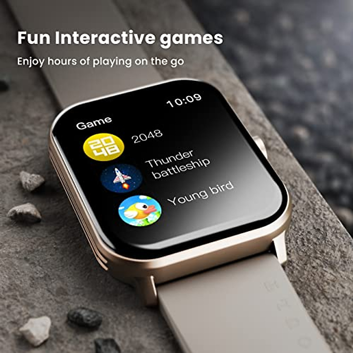 Boult Drift Smart Watch with 1.69" HD Touch Screen, Fitness Tracker, Bluetooth Calling, IP67 Waterproof, Heart Rate & Blood Pressure Monitoring, SpO2 Smartwatch Compatible with Android & iOS (Beige)