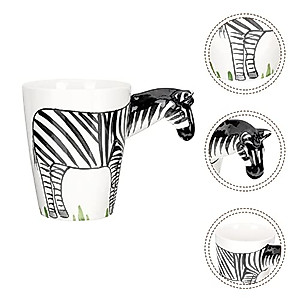 Ceramic Drinking Mugs Ceramic Coffee Mugs Porcelain Coffee Water Cup 3D Zebra Animal Tea Mug Milk Cup Juice Drinking Cup Espresso Cups for Home Office Hotel Ceramic Coffee Cup