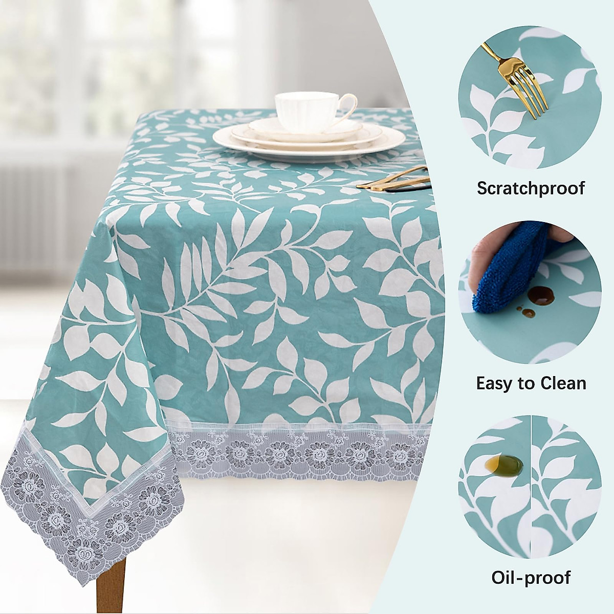 JUCFHY Vinyl Tablecloth with Flannel Backing,Plastic Waterproof Rectangular Tablecloths,Easy Clean Spillproof Table Cloth for Indoor & Outdoor, Easy Care Table Cover(Brown Stripes,58 x 84 Inch)