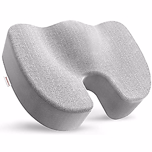 Bomdaia Seat Cushion for Office Chair, Memory Foam Coccyx Seat Cushion, Desk Chair Car Seat Cushion for Tailbone, Sciatica, Lower Back Pain Relief (Gray)