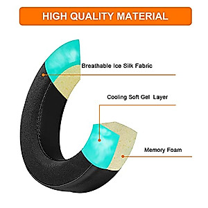 Replacement Ear Pads for Corsair HS70 Pro, GVOEARS Cooling-Gel Replacement Ear Cushion Headphone Memory Foam Earpads for Corsair HS70 HS60 HS50 Pro Gaming Headset Noise Isolation Earpads (Black)