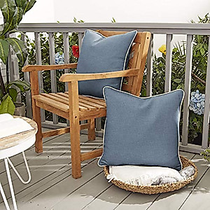Sorra Home AMZ346221SP Indoor/Outdoor Sunbrella Pillow Set, 18 in W x 18 in D x 6 in H, Denim Blue