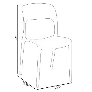 Fabulaxe Modern Plastic Outdoor Dining Chair with Open Curved Back, Yellow Set of 2