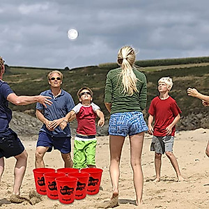 Juegoal Yard Pong, Outdoor Giant Yard Games Set for Adults and Kids, with 12 Buckets and 4 Balls, Toss Game Throwing Outside Family Game for Beach, Camping, Lawn and Backyard