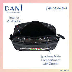 Danielle Nicole DANI Friends Central Perk Logo Crossbody Bag, Purse for Women, Black