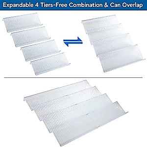 SZWQILIN Spice Drawer Organizer,Spice Rack Drawer for Kitchen, 4 Tier Acrylic Drawer Spice Organizer for Jars and Packets,Expandable From 11" to 22" 8 Pack (Clear)