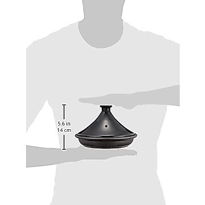 Toyo Ceramic Arita Pot, Tagine Pot, Approx. 8.3 inches (21 cm), Microwave Safe, Direct Fire, Mt. Fuji, Black, Made in Japan