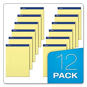 Ampad TOP20220 20220 Perforated Writing Pad, 8 1/2 x 11 3/4, Canary, 50 Sheets (Pack of 12)