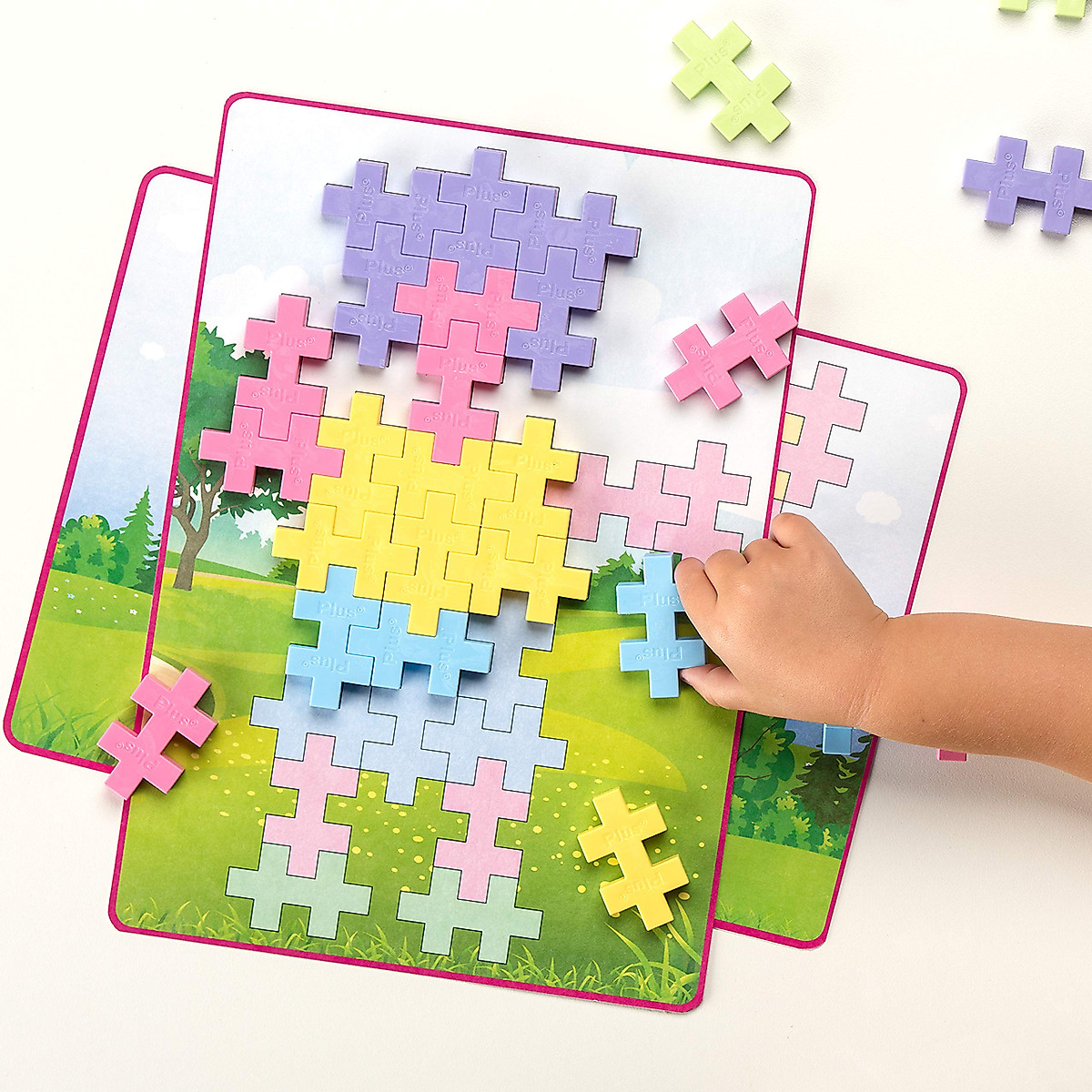 PLUS PLUS - BIG - BIG Picture Puzzles, Pastel Color Mix - Construction Building Stem Toy, Interlocking Large Puzzle Blocks for Toddlers and Preschool