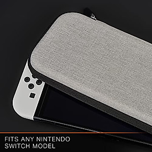 PowerA Slim Case for Nintendo Switch - OLED Model, Nintendo Switch or Nintendo Switch Lite - Grey, Protective Case, Gaming Case, Console Case, Accessories, Storage, Officially licensed