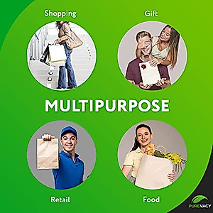 PUREVACY Paper Shopping Bags with Handles 8 x 4.75 x 10.5 Inch, Pack of 25 Gray Kraft Paper Bags with Handles, Paper Gift Bags with Handles, Reusable Party Favor Bags for Small Business and Shopping