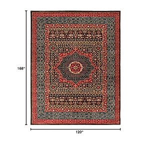 SAFAVIEH Mahal Collection Area Rug - 10' x 14', Navy & Red, Traditional Oriental Design, Non-Shedding & Easy Care, Ideal for High Traffic Areas in Living Room, Bedroom (MAH620C)