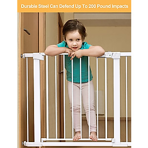 Tokkidas 29.5"-40.6" Auto Close Baby Gate, Extra Wide Child Gate with Door, Easy Walk Thru Dog Gate for Stairs, Doorways, House, Includes 2.75" & 5.5" Extension, Pressure Mounted Kit NO Drilling