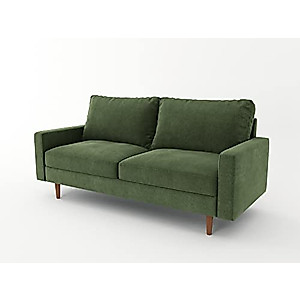 SILKIR 3-Person Couch for Living Room | Perfect for: Apartment/Studio/Office & Small Space | Velvet Fabric | Fast and Easy Assembly | (Olive Green) Modern Contemporary Mid-Century, 70 Inch Sofa