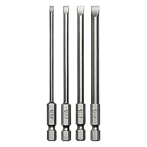Toolcool 4pcs 100mm 3mm 4mm 5mm 6mm Magnetic Flat Head Slotted Tip Screwdrivers Bits Set 1/4 Inch Hex Shank