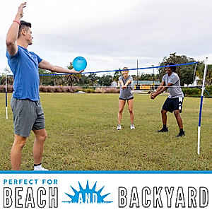 Franklin Sports Volleyball Set - Beach and Backyard Volleyball Net Set - Portable Volleyball Net and Ball Set with Poles and Ground Stakes - Recreational 20" x 18", White