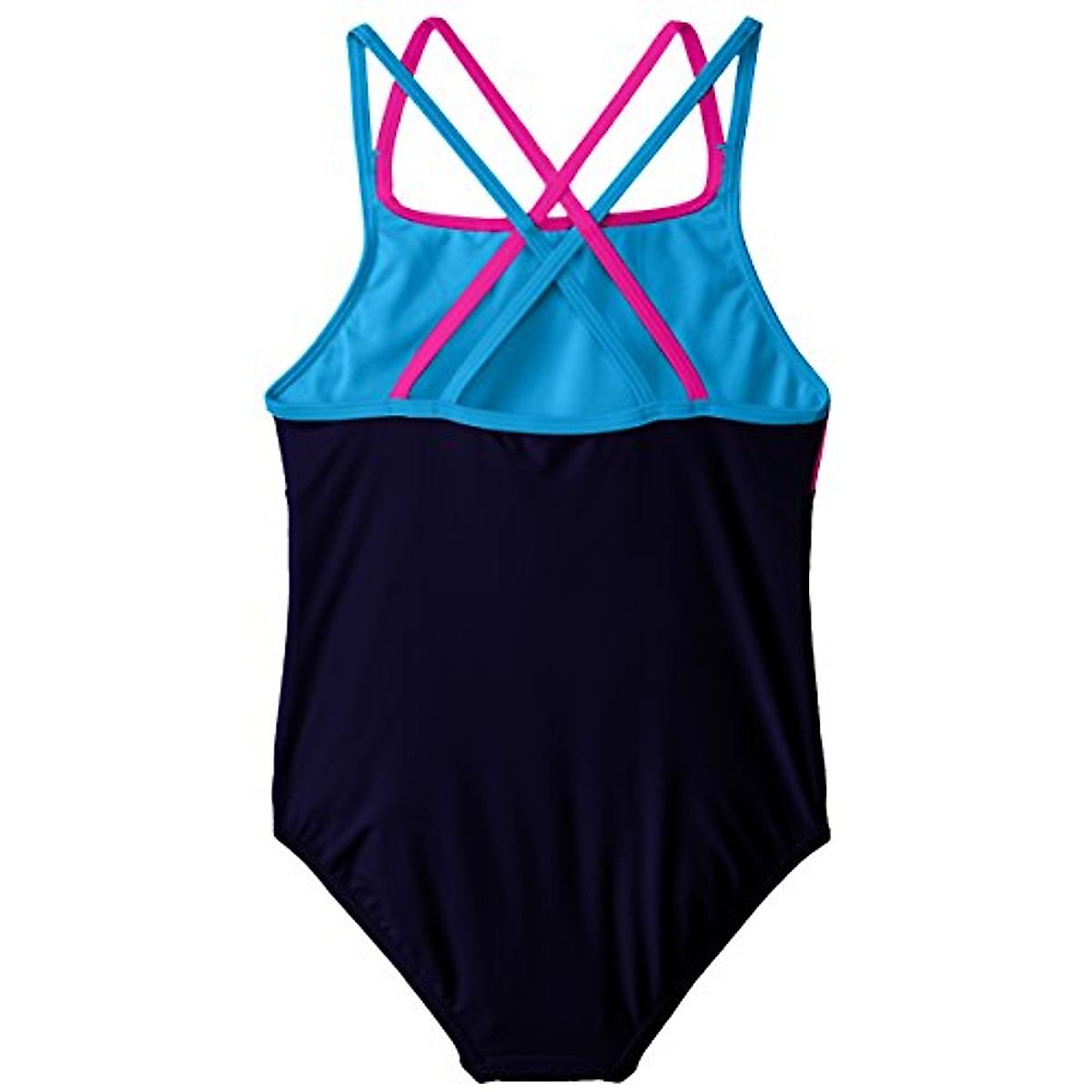 Speedo Girl's Swimsuit One Piece Solid Cross Back Multi Straps Navy, 10