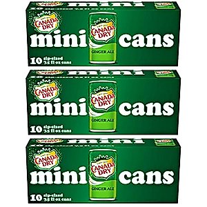 Canada Dry Ginger Ale - 10pk/7.5 fl oz Mini Cans, total 30 cans