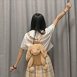 Kmiunty Cute Plush Animal,Rabbit Backpack with Adjustable Straps (Khaki)