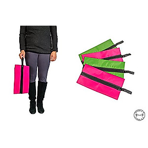 2018 NEW Black Shoe Organizer Space Saver for Closet Shoe Slots Set of 6 Bundle- with Waterproof Travel Shoe Storage Bags Set of 2 (Green)